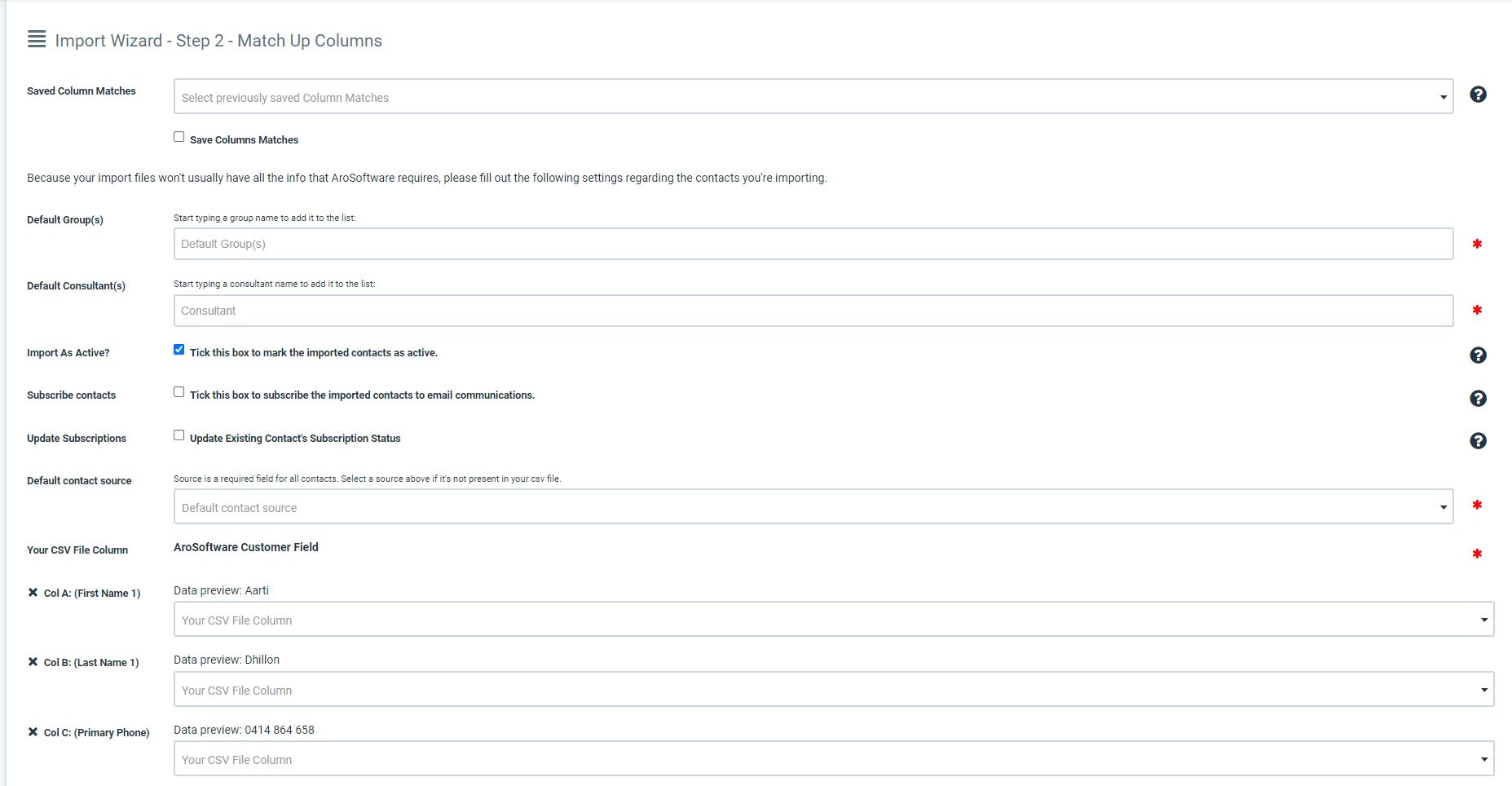 Importing Contacts into your Software